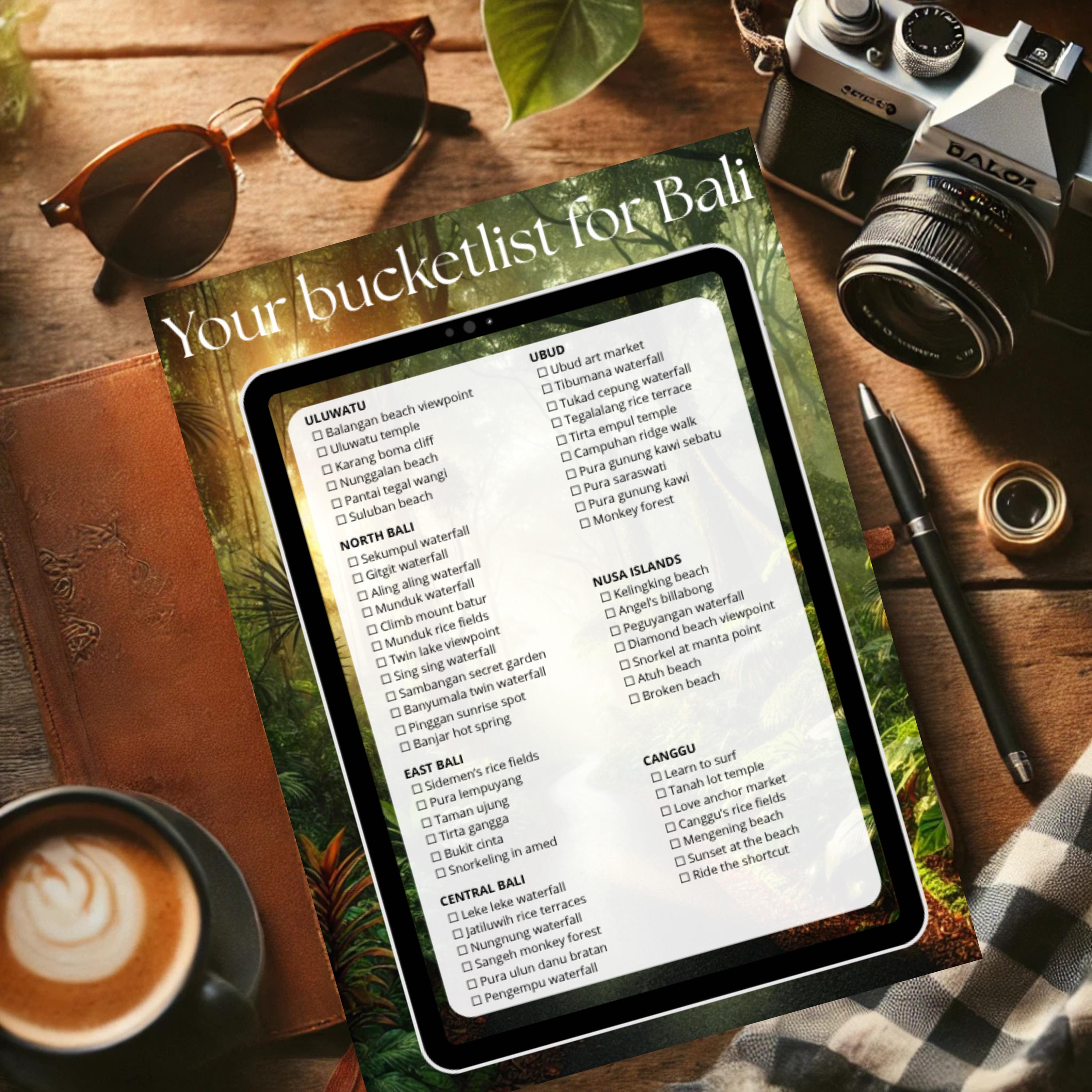 Bali Bucket List Printable: Ultimate Travel Checklist (digital Download ...