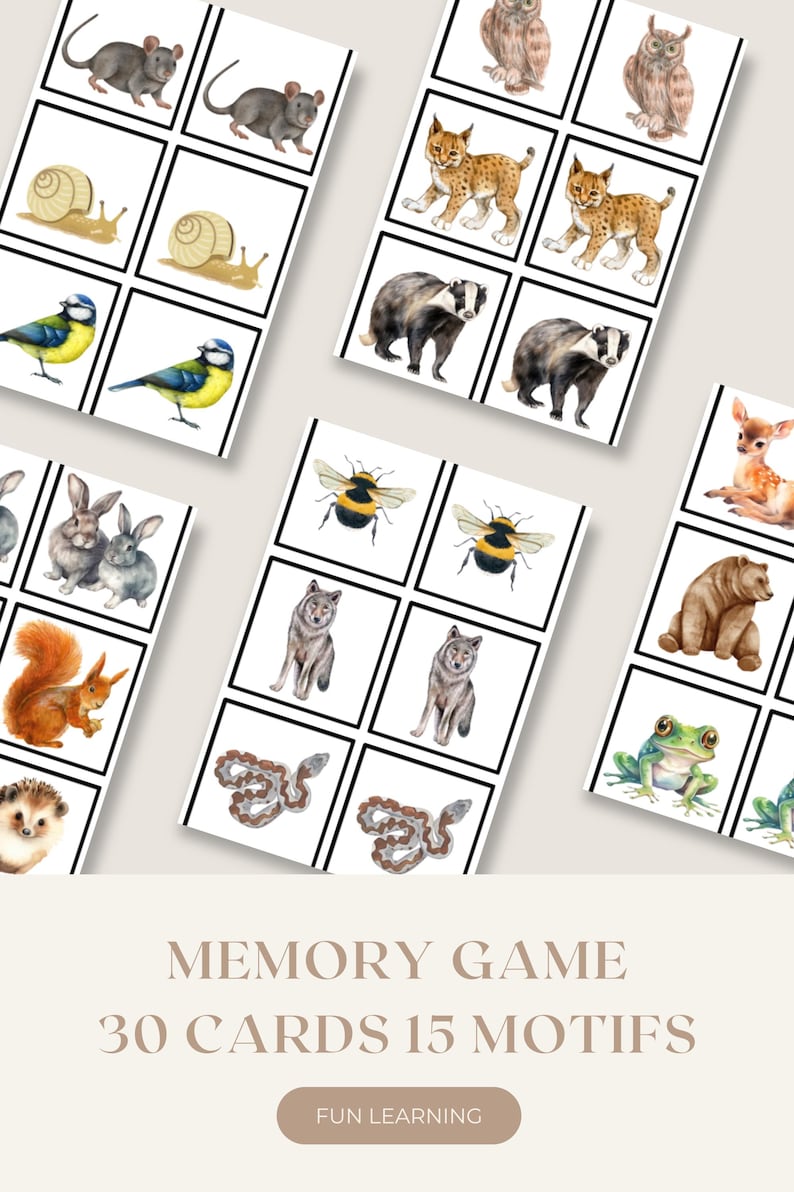 Forest Animal Memory Game: Printable Matching Game (PDF) - Etsy Canada