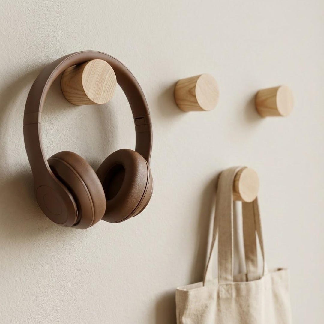 Solid Wood Wall Hook Set | Scandinavian Coat, Towel Rack - Etsy