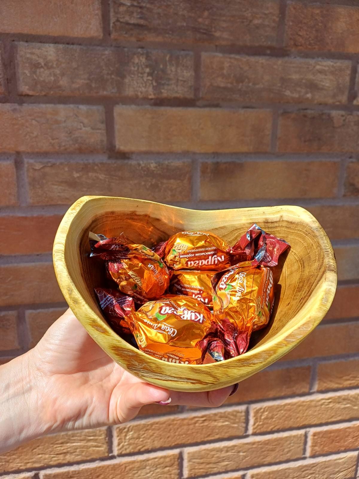 Handmade Acacia Wood Candy Bowl: Rustic Home Decor - Etsy