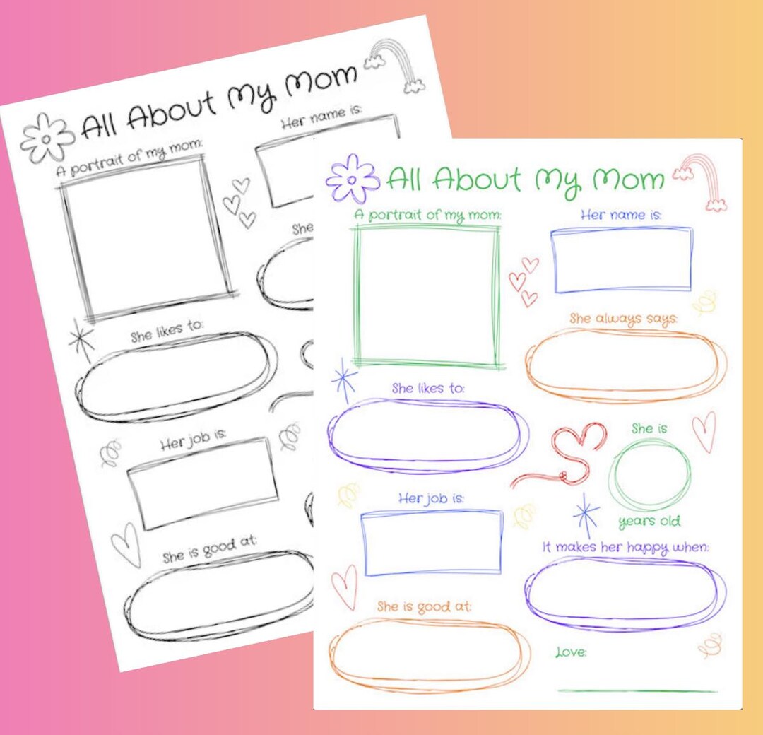 Printable - All About My Mom - Mother's Day - Birthday - Fill in the ...