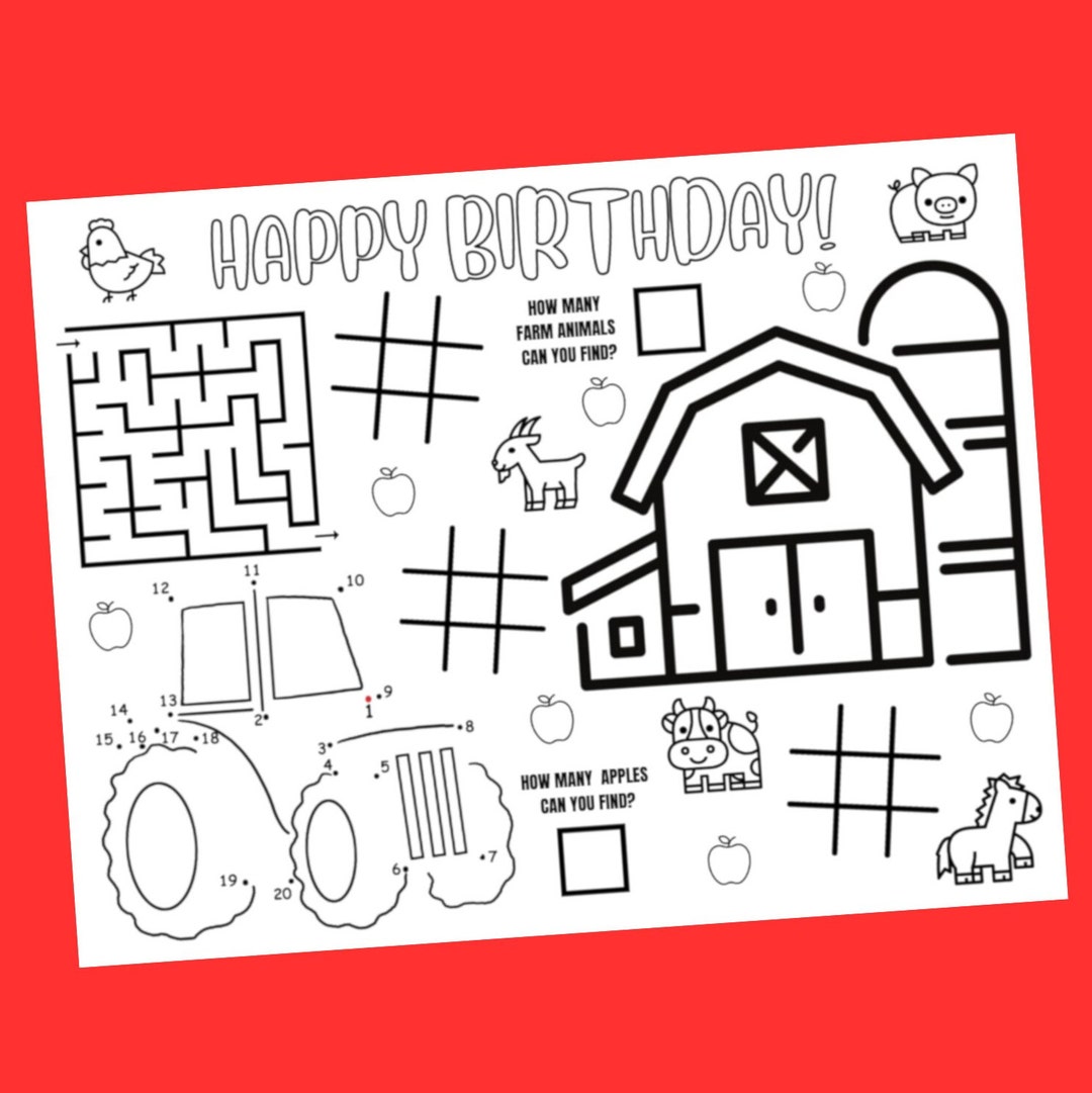 Farm Animals Puzzles - Barn Themed Activity Placemat Printable PDF - Etsy