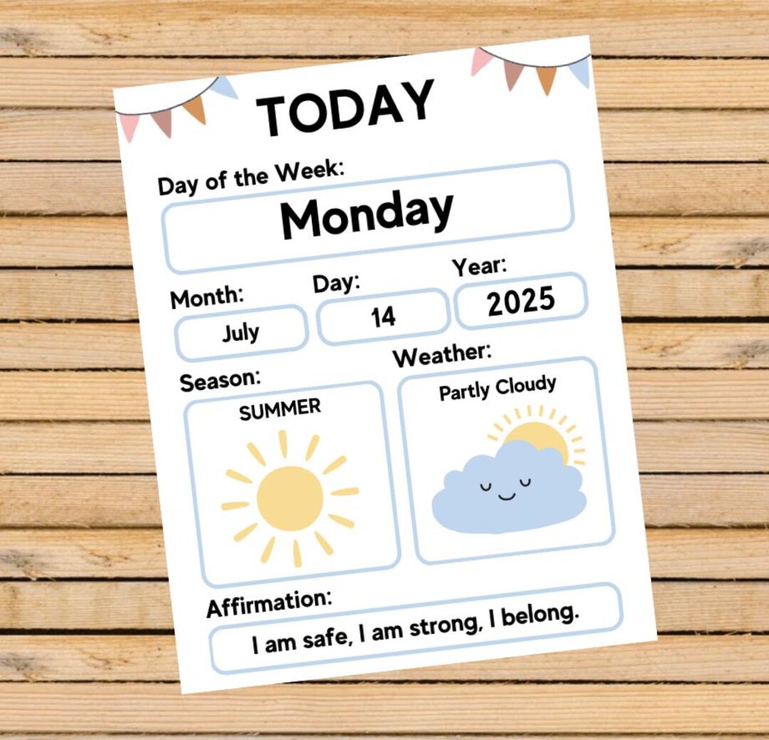Daily Morning Board I Circle Time Board Printable | Daily Weather ...