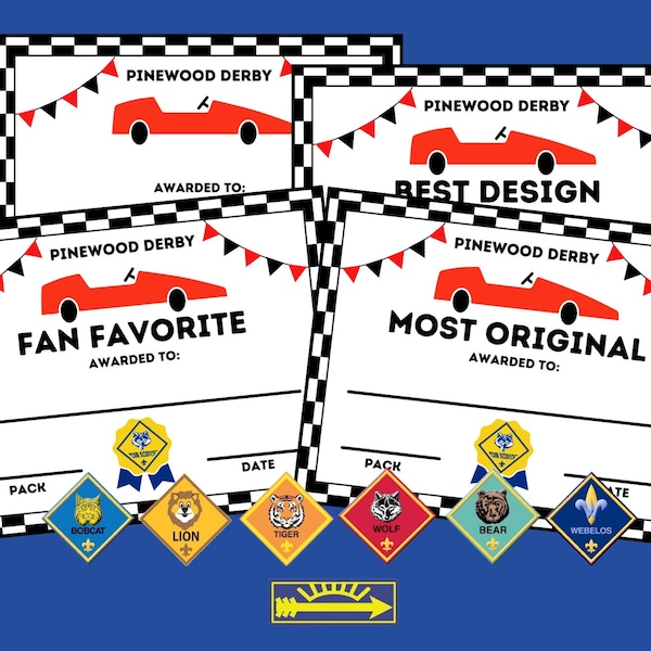 Cub Scout Pinewood Derby Certificate - Etsy