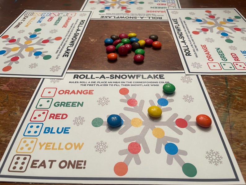 Printable Winter - Christmas - Roll-a-snowflake Game – Fun and Easy M&M ...