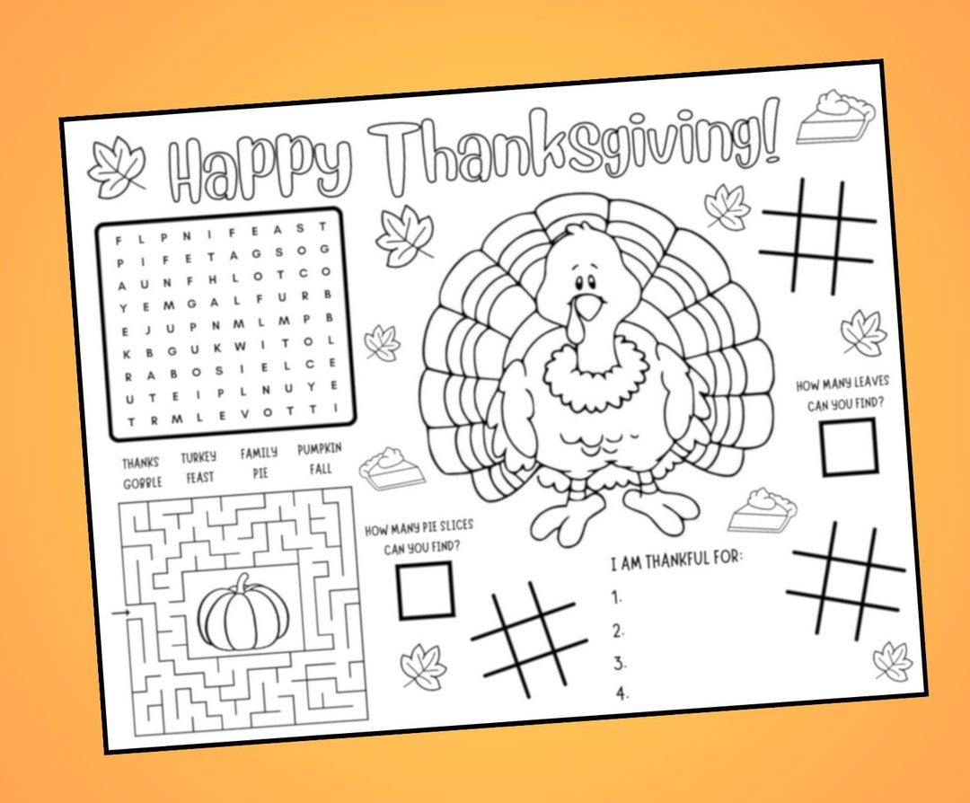 Thanksgiving Puzzles - Thankful - Activity Placemat Printable PDF - Etsy