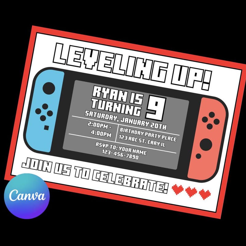 Nintendo Invitation - Etsy