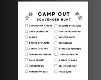Camping Scavenger Hunt, Instant Download, Printable, PDF - Etsy