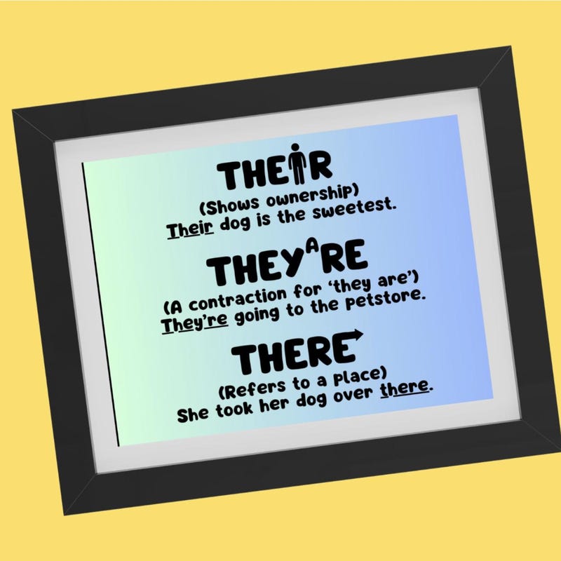Theyre There Their Poster - Etsy
