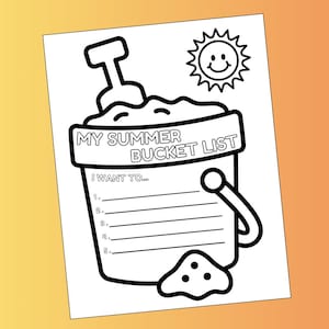 Summer Bucket List Coloring Page for Kids – Fun Writing Activity – Sand ...