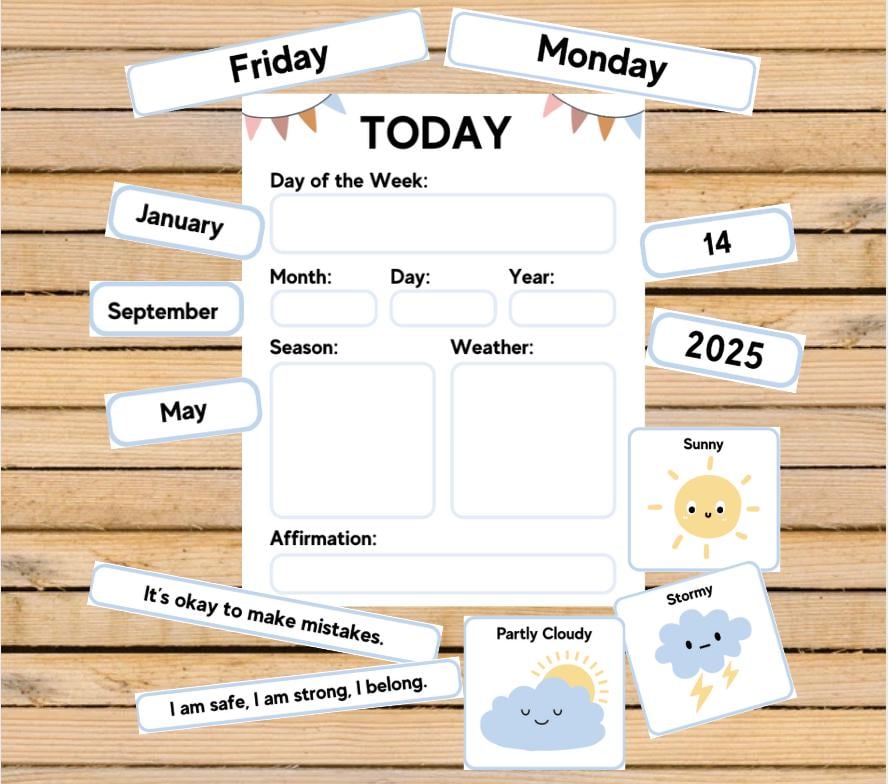 Daily Morning Board I Circle Time Board Printable | Daily Weather ...