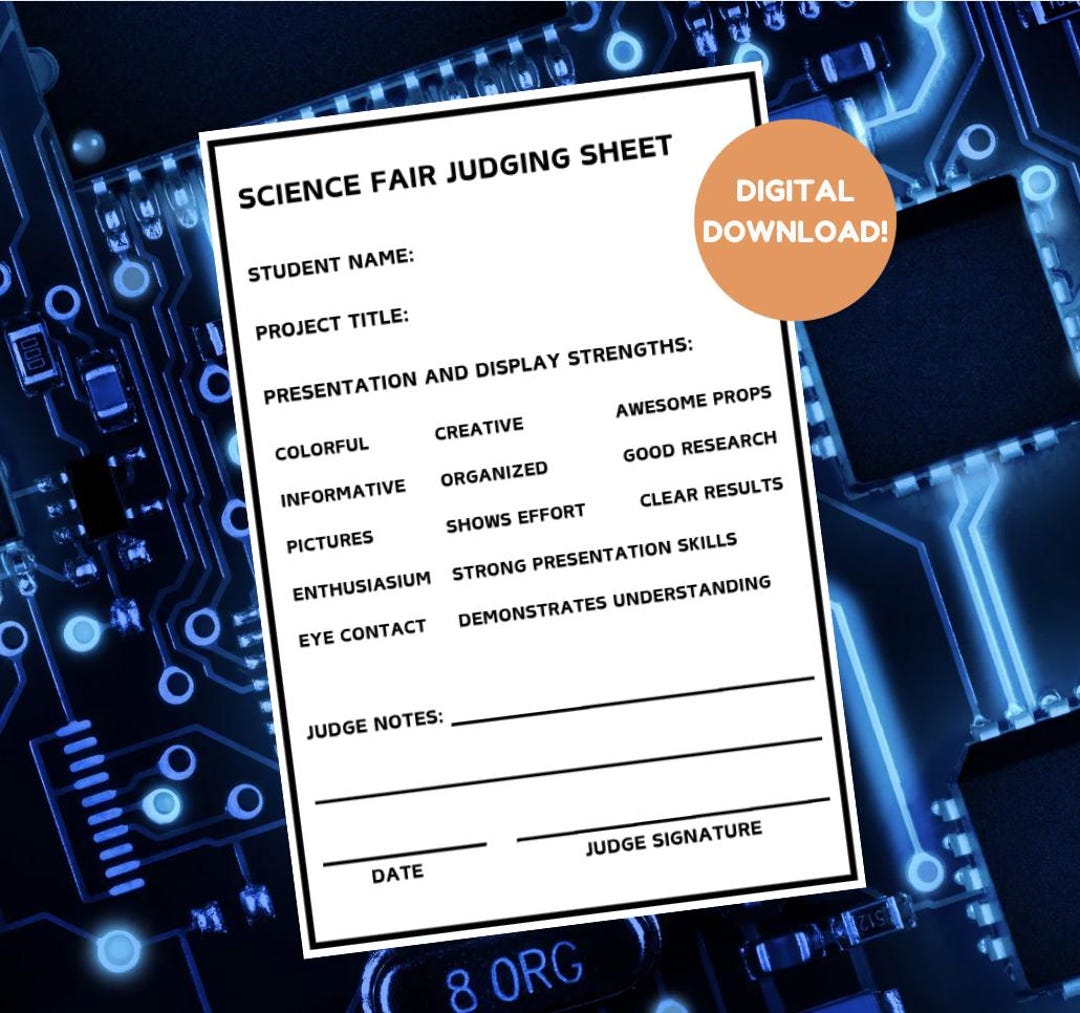 Science Fair Judging Sheet | Printable | Instant Download - Etsy