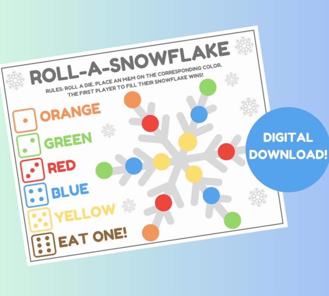 Printable Winter - Christmas - Roll-a-snowflake Game – Fun and Easy M&M ...