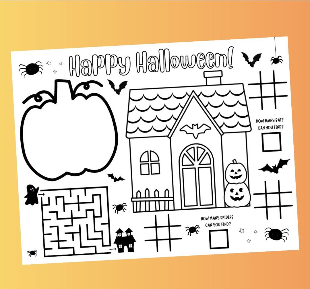 Halloween Puzzles - Coloring - Activity Placemat - Printable PDF - Etsy