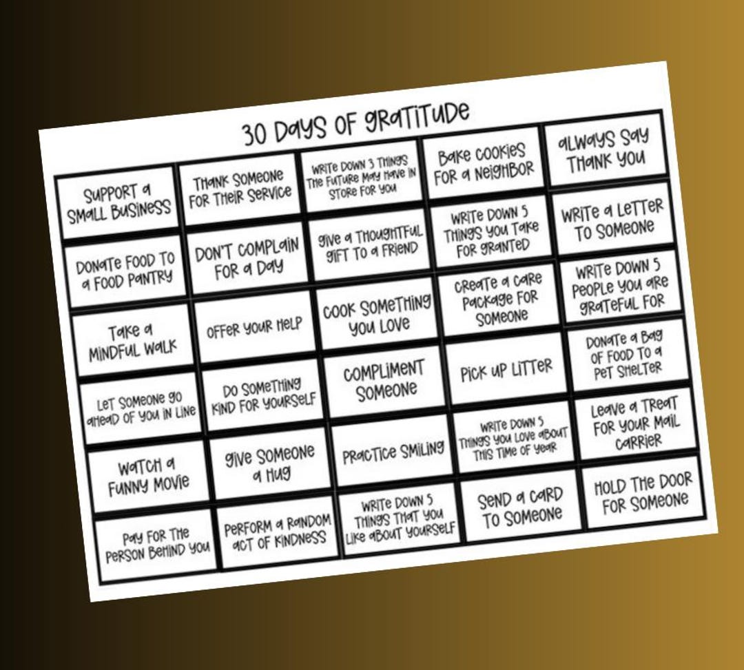 30 Days of Gratitude Printable PDF - Etsy