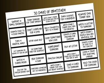 Printable 30 Days of Thanksgiving Challenge for November, Gratitude ...
