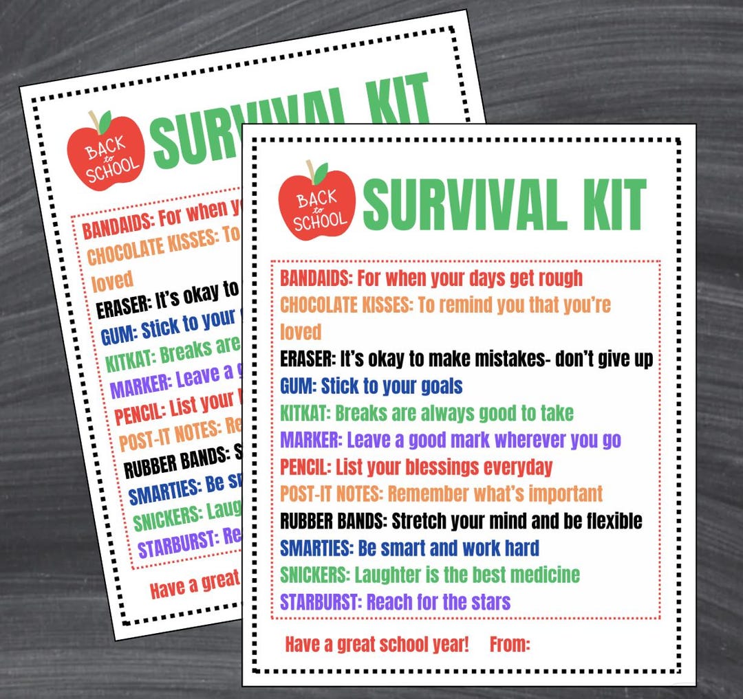 Printable - Back to School Survival Kit - Teachers, Coworkers ...
