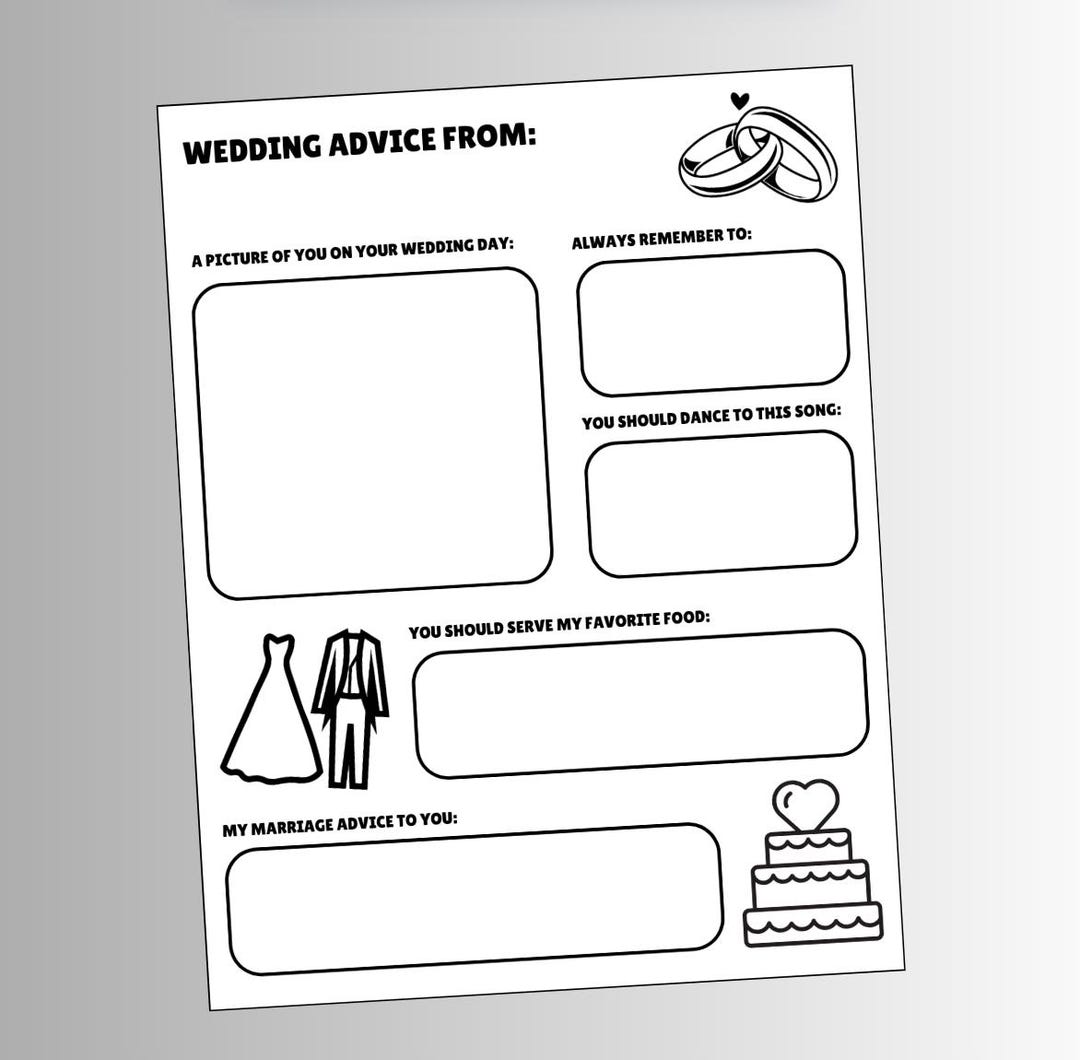 Wedding Advice From Student, Child, Friend - Printable PDF - Etsy