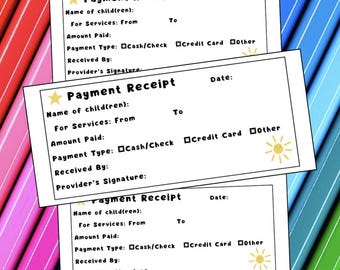 Daycare Child Care Payment Receipt Digital Download (2 Pages) - Etsy Canada
