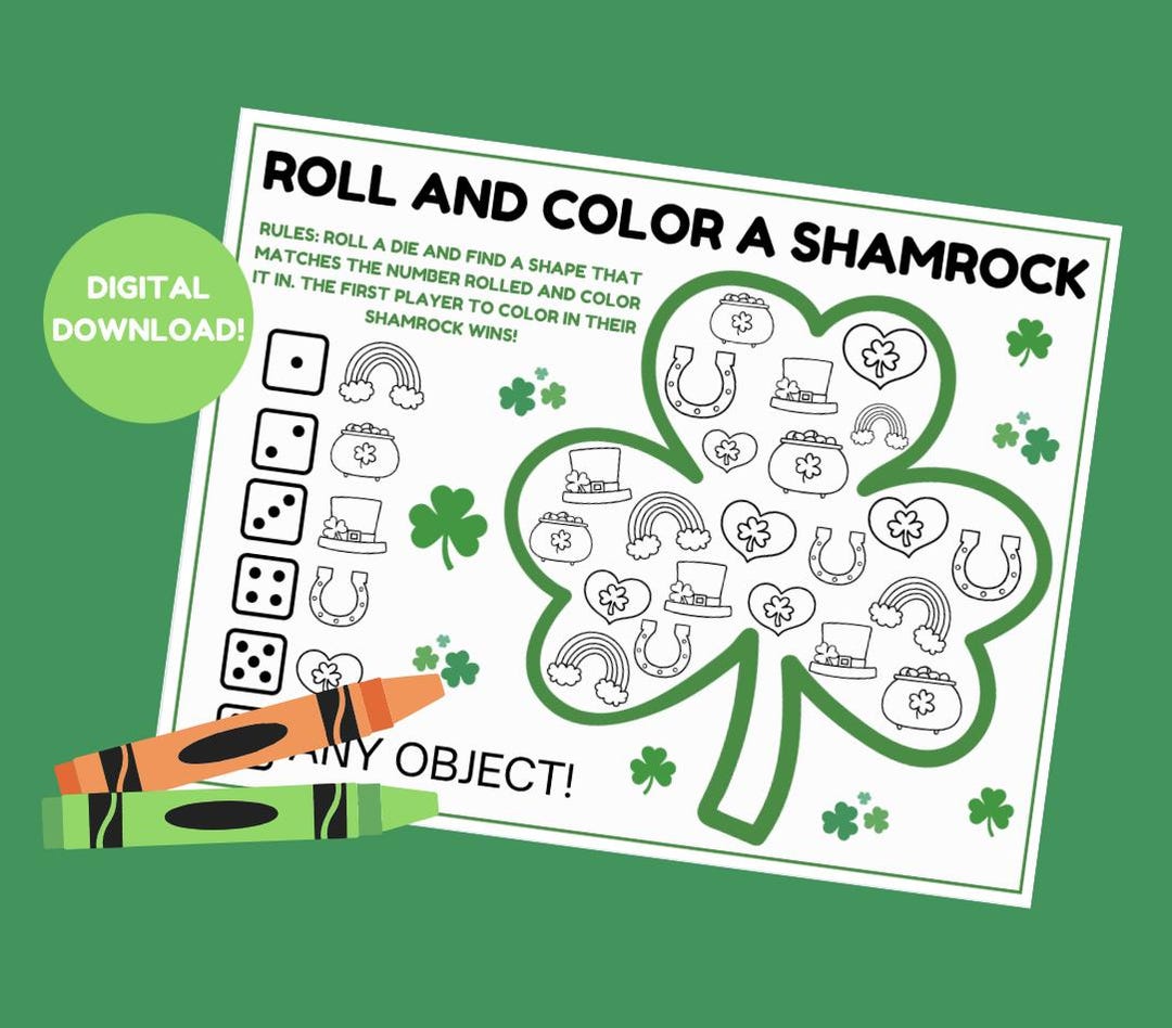 Printable Winter - St Patricks Day - Roll-a-shamrock Game – Fun and ...
