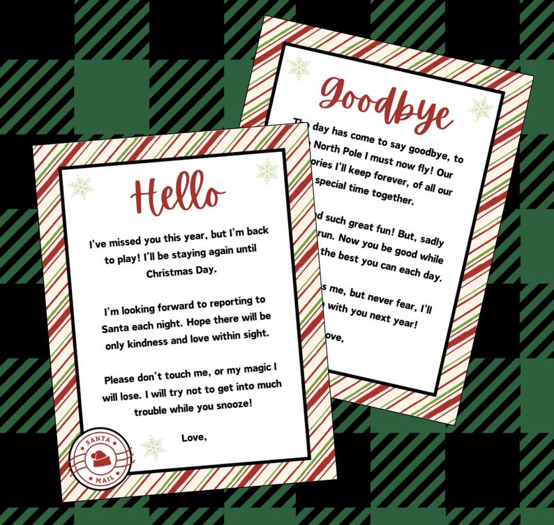 Elf Hello & Goodbye Letter Printables | 8.5x11 PDF Instant Download ...