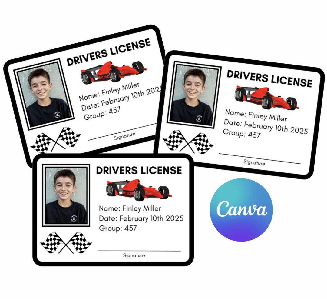 EDITABLE Race Car Drivers License – DIY Derby License – Canva Template ...