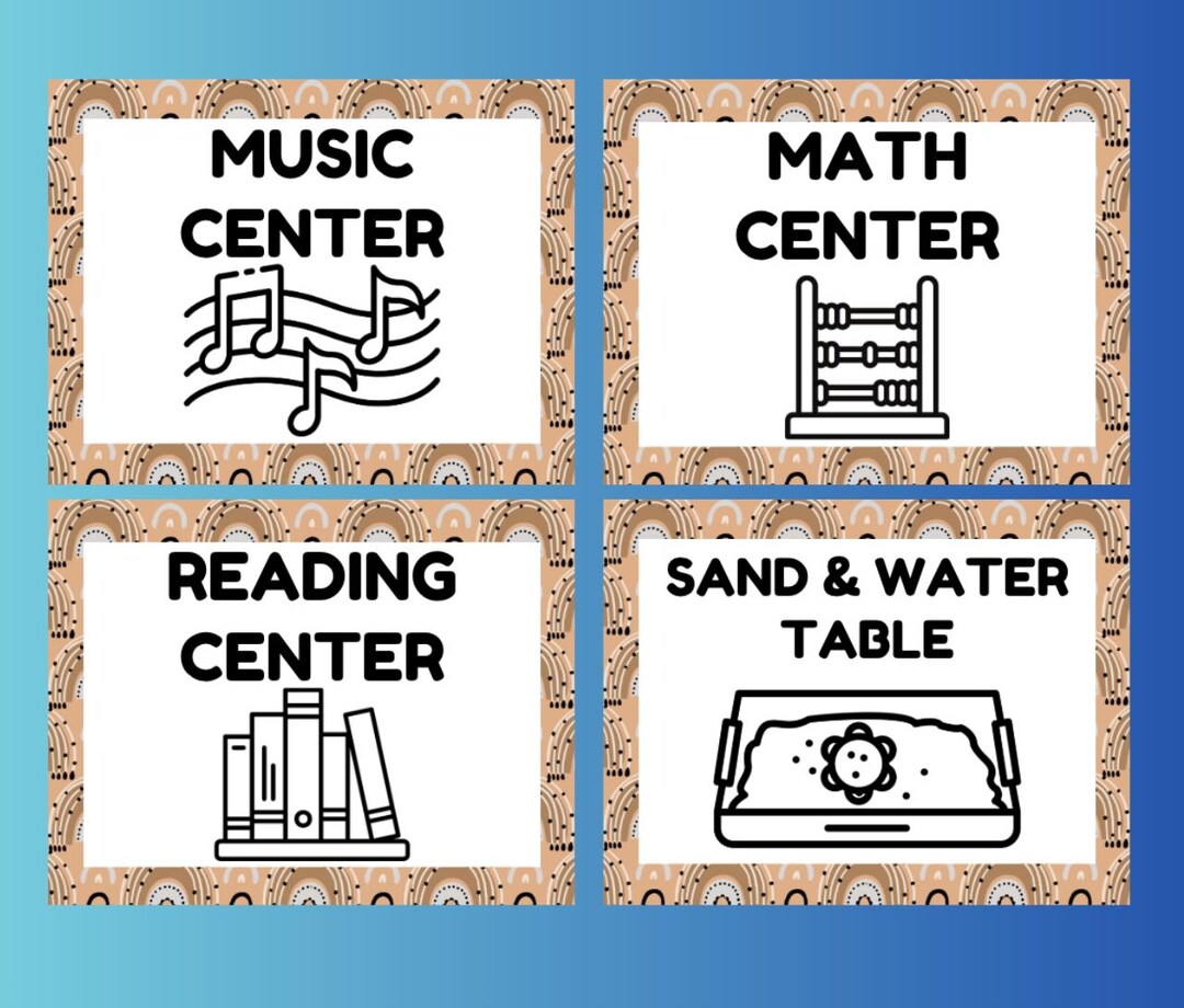 12 Neutral Boho Rainbows Center Signs for Preschool - Childcare Center ...