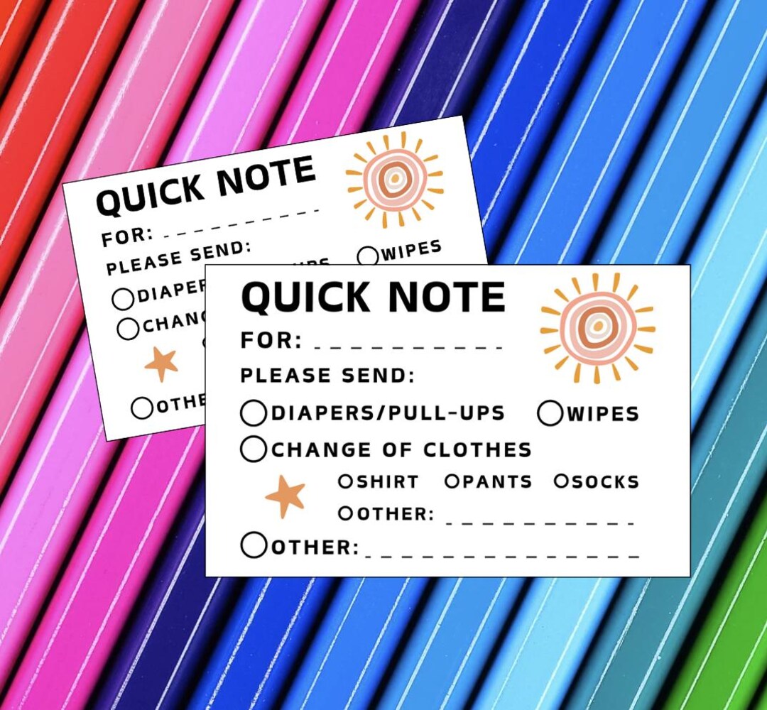 Daycare Quick Reminder Note - Communication Home - Boho Themed ...