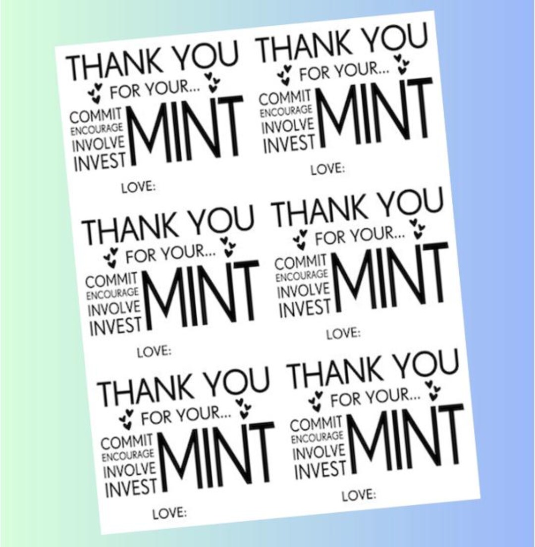Appreciation Tags - Thank You Commitmint, Encouragemint - Printable PDF ...