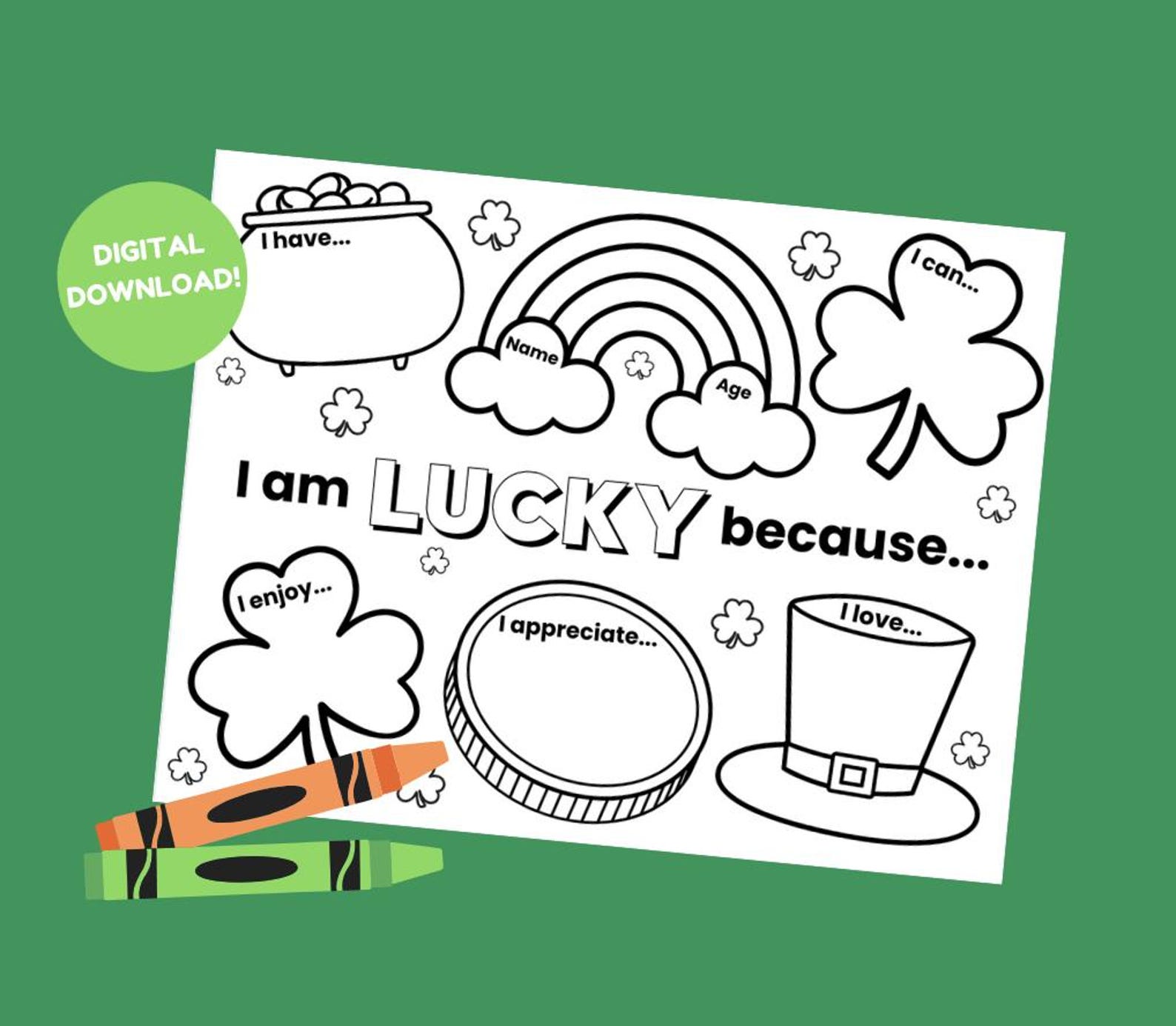 Printable St. Patrick’s Day Worksheet – "i Am Lucky Because ...