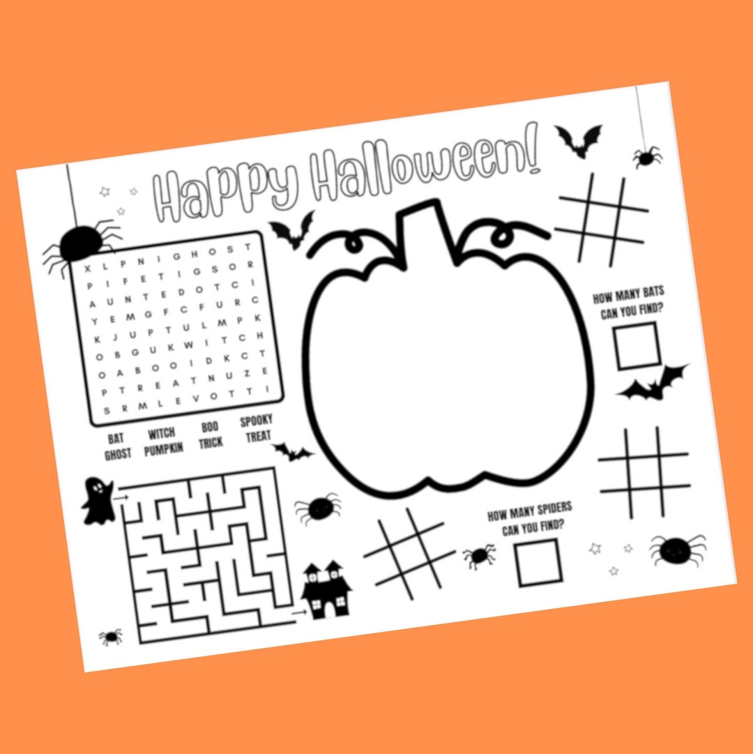 Halloween Puzzles - Activity Placemat Printable PDF - Etsy