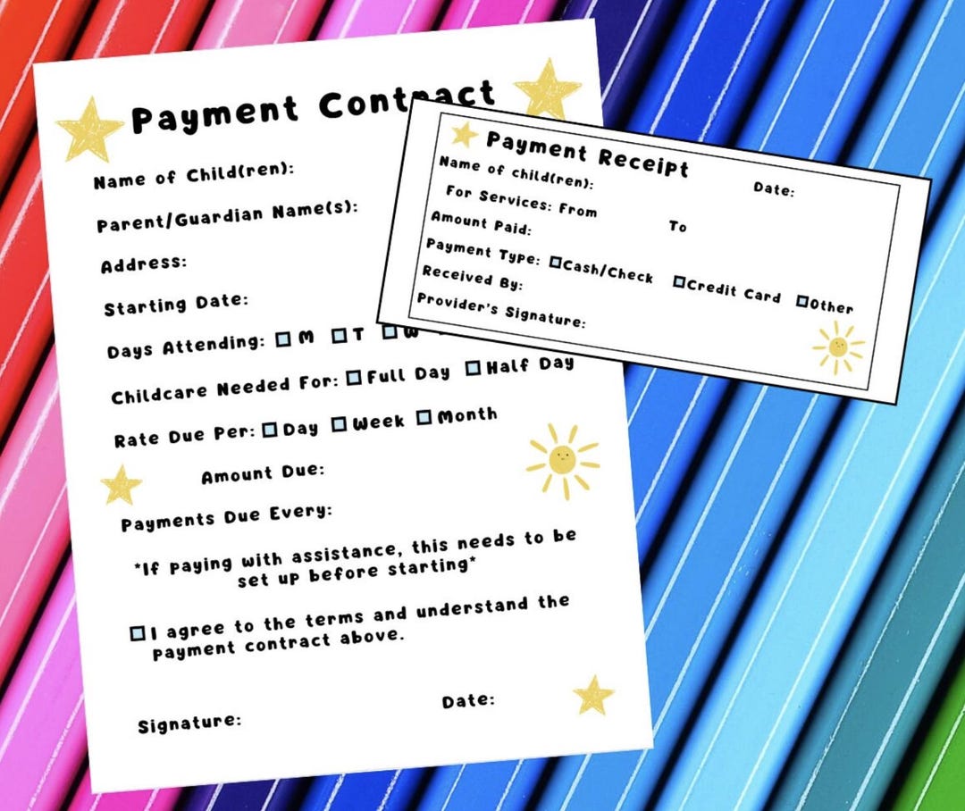 BUNDLE! Payment Contract - Payment Receipt - Child Care - Daycare ...