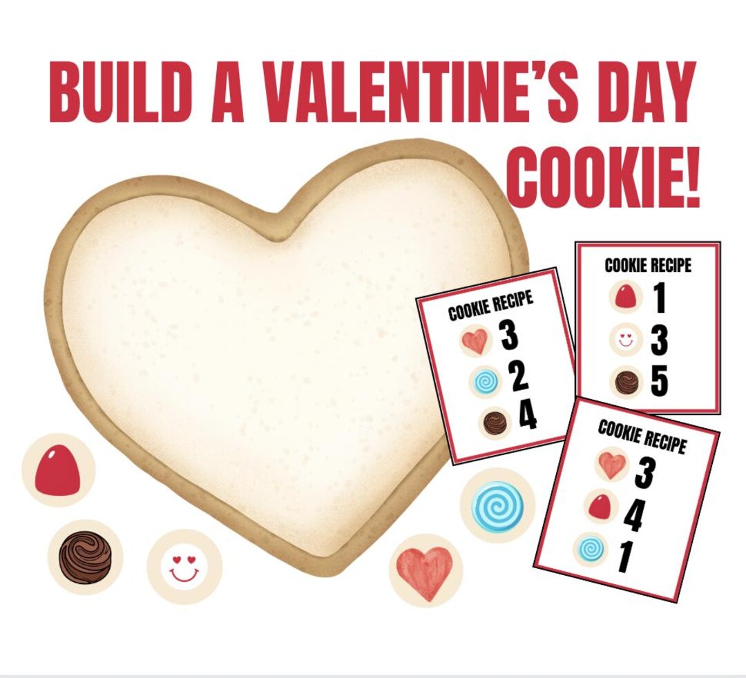 Printable Valentine’s Day Build-a-cookie Activity – Heart Cookie ...