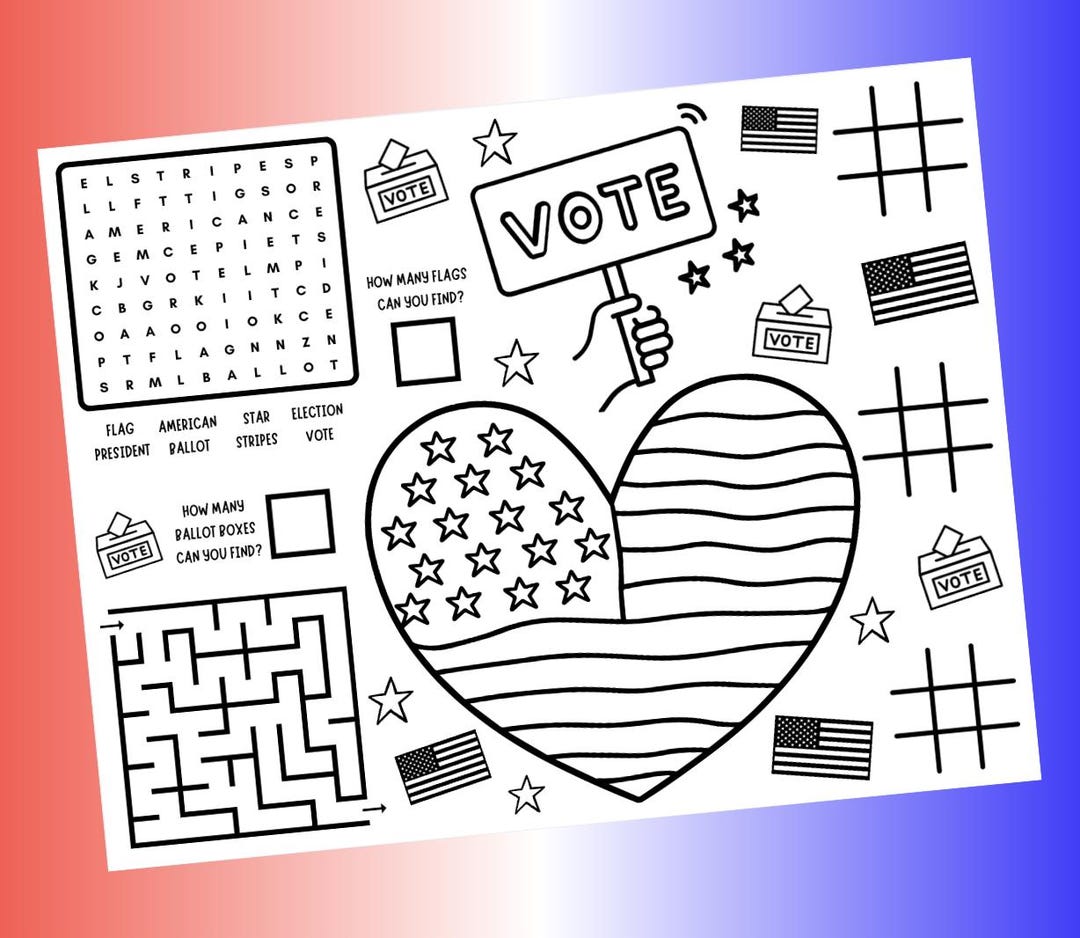 Vote - Election - Themed Puzzles - Activity Placemat - Coloring ...