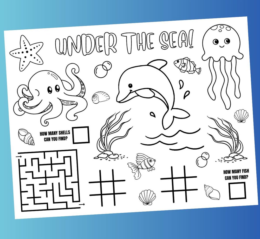 Ocean - Under the Sea - Themed Puzzles - Activity Placemat - Birthday ...