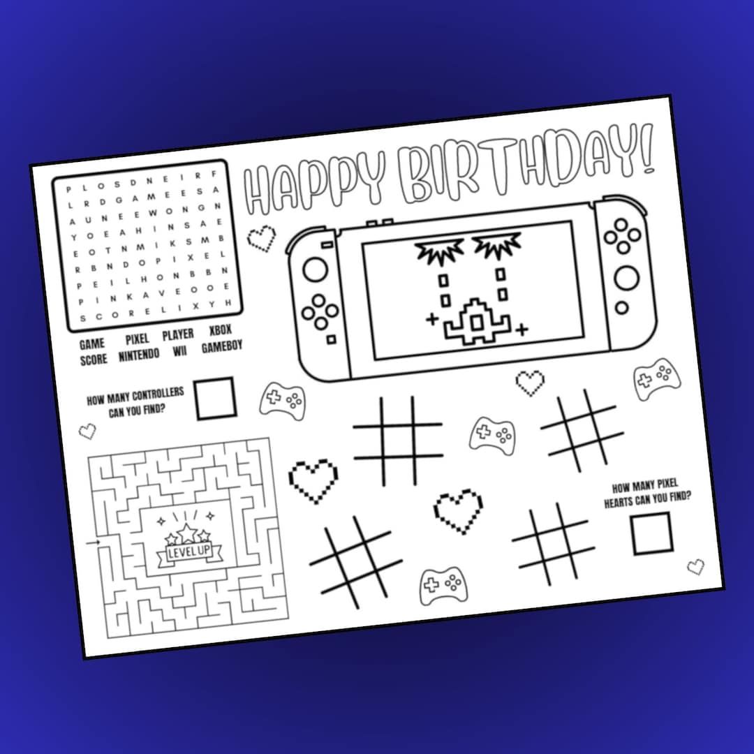 Video Game Puzzles - Activity Placemat Printable PDF - Etsy