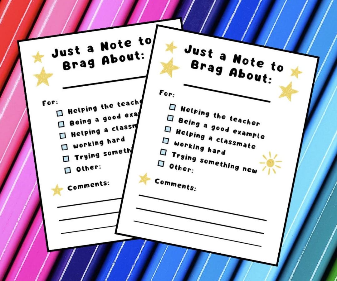 Daycare/school Bragging Note - Teacher Communication Home - Printable ...