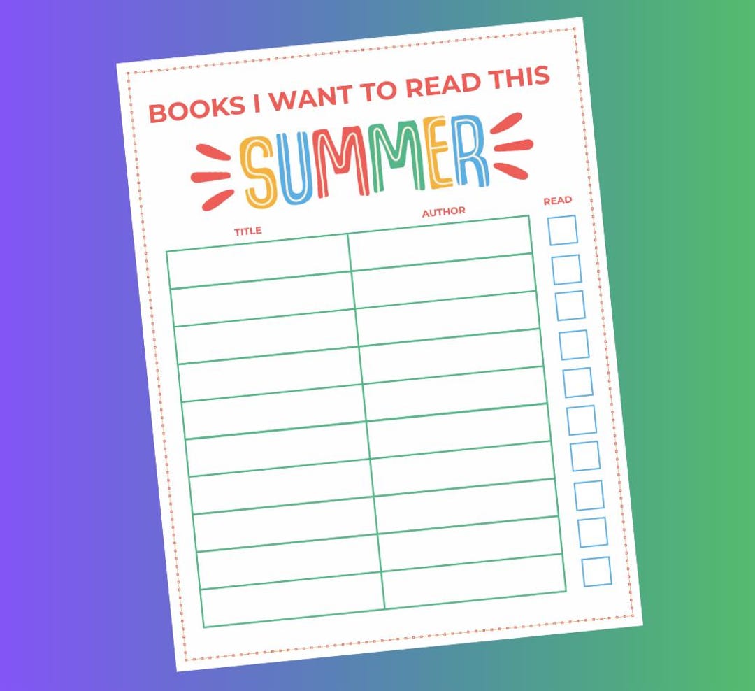 Summer Reading List for Kids – Printable Book Tracker | 10-book Reading ...