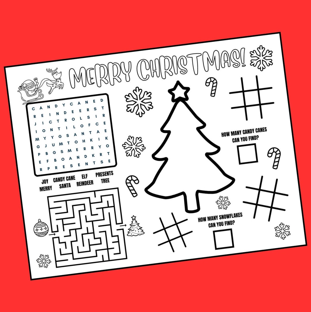Christmas Crossword - Games - Puzzles - Activity Placemat Printable PDF ...
