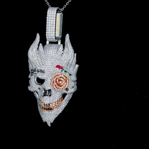 Iced Out Devil Skull Pendant in Silver Moissanite Diamond Mask Pend - Etsy