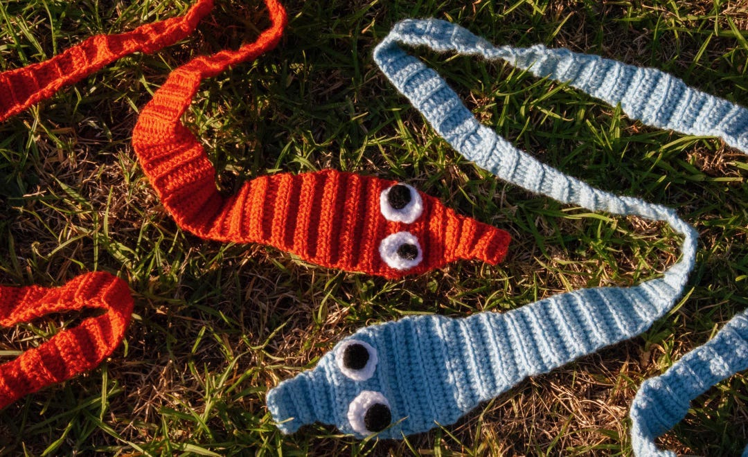 Crochet Worm on a A String Scarf | Crochet Tie | 3 in 1 Worm on a ...
