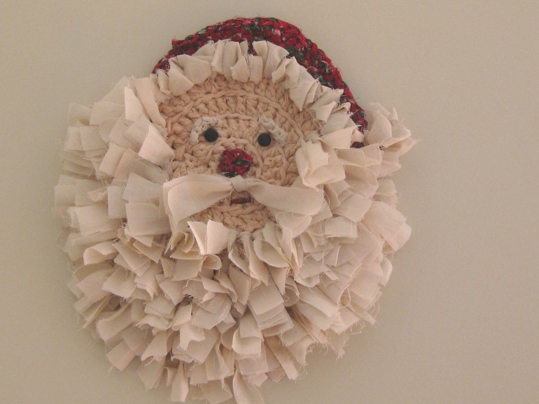 Christmas Santa Face Hand Croched From Strips of Material - Etsy