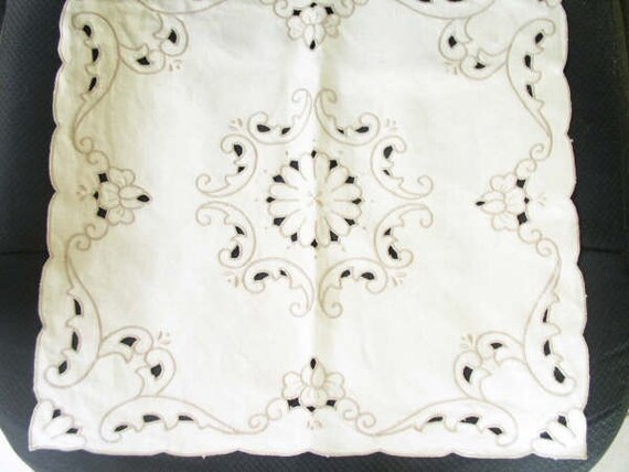 Cutwork 16 1/2 in. Square Handmade Dresser/Table Scarf | Etsy