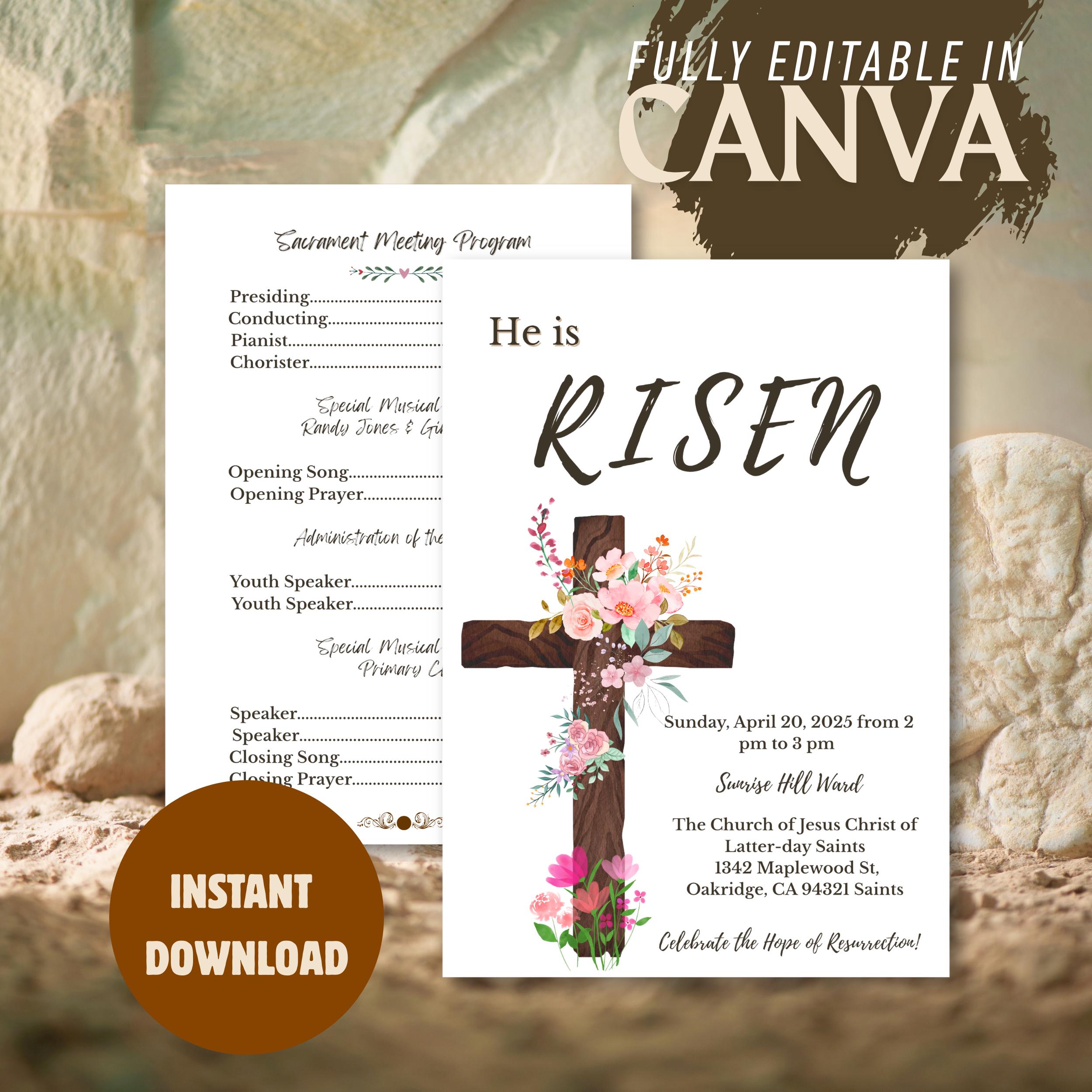 Editable Floral Sunday Church Program Template | A5 Canva Design ...