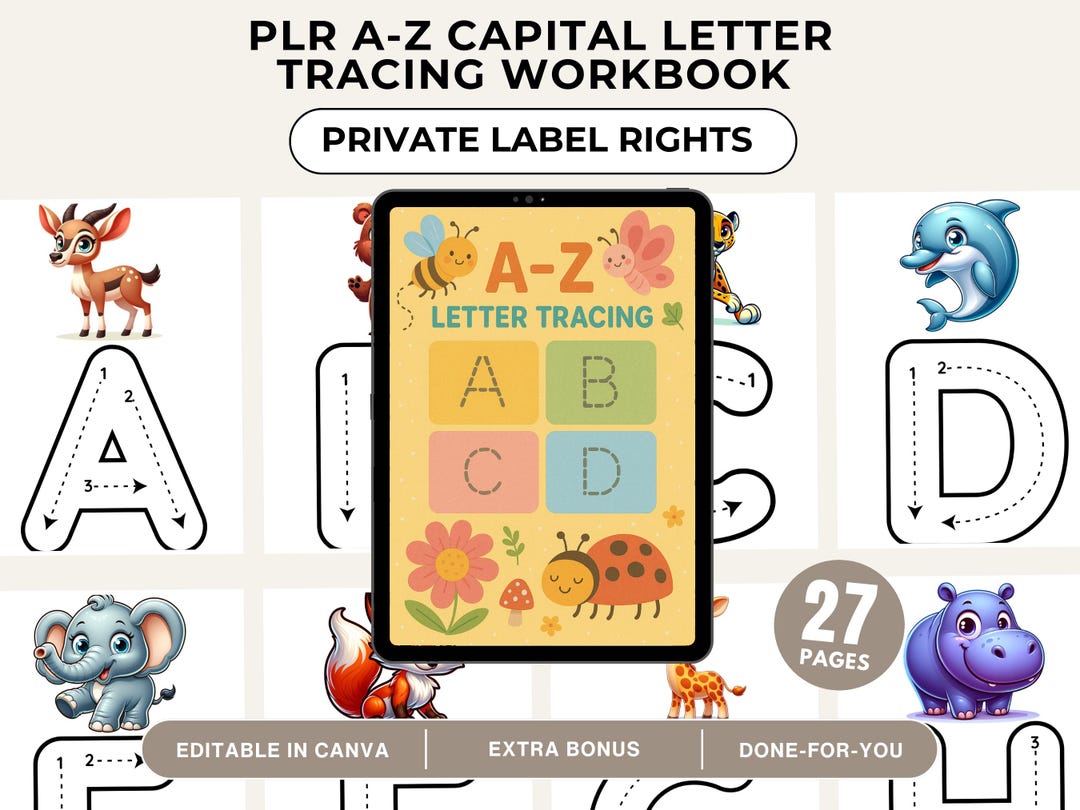 PLR A-Z Tracing Capital Letters Workbook | 27-page PLR Printable for ...