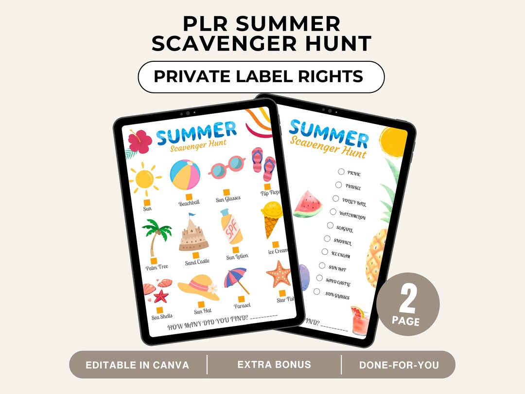 PLR Summer Scavenger Hunt for Kids | Printable Beach Game | Beach ...