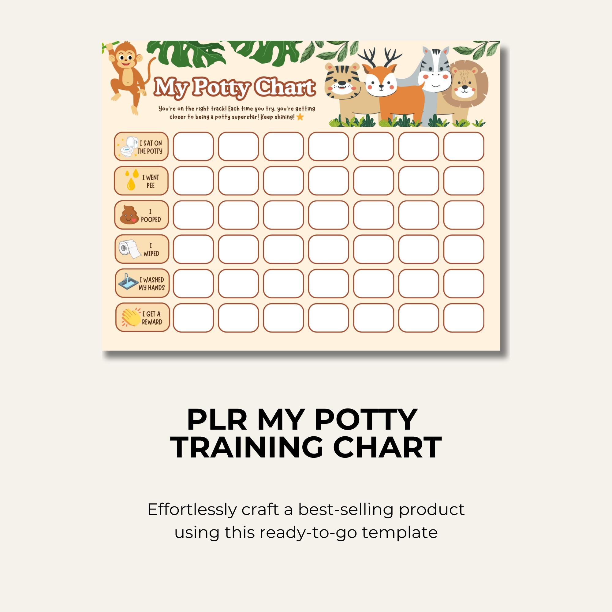 PLR My Potty Training Chart - Jungle Design | 1 Page PLR Printable for ...