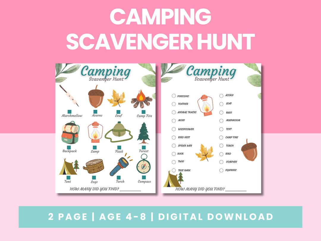 Camping Scavenger Hunt | Kids Outdoor Scavenger Hunt Printable | Nature ...