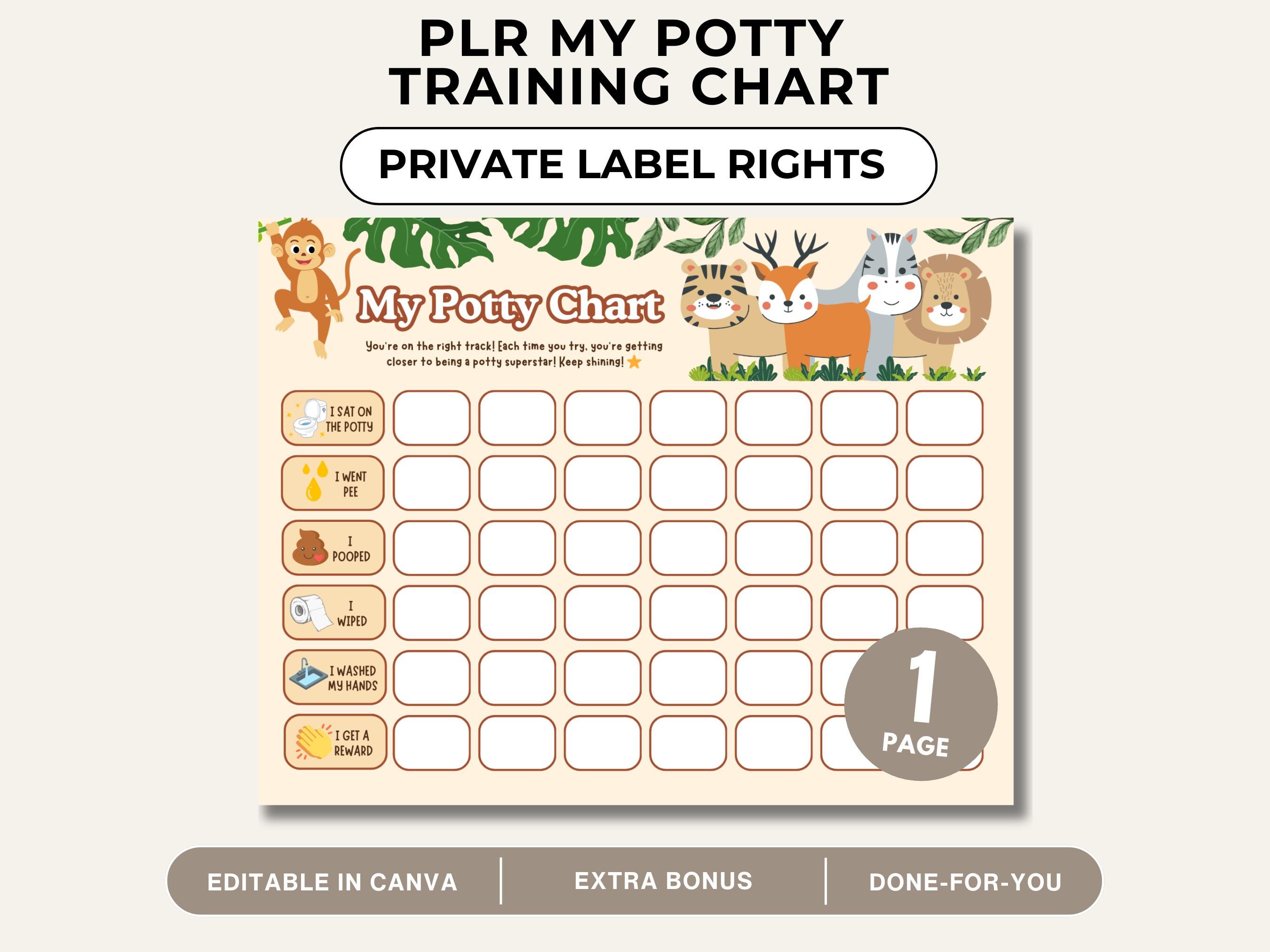 PLR My Potty Training Chart - Jungle Design | 1 Page PLR Printable for ...