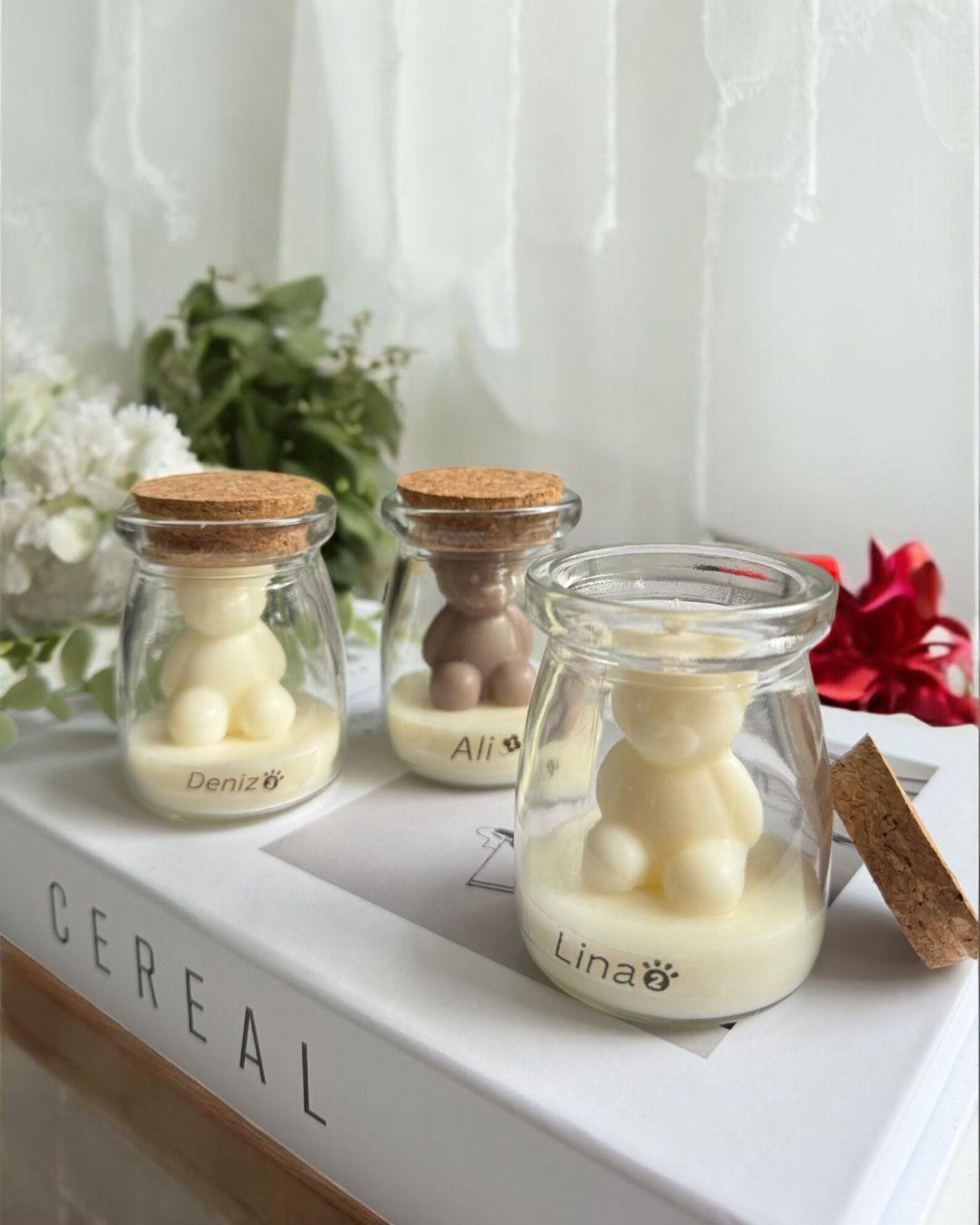 Personalized Scented Teddy Bear Soy Candle – Handmade Baby Shower Favor ...